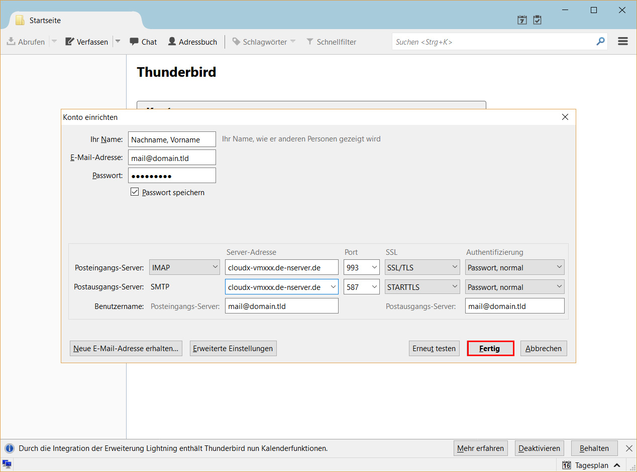 E-Mail-Konto einrichten: Thunderbird – Profihost Help-Center